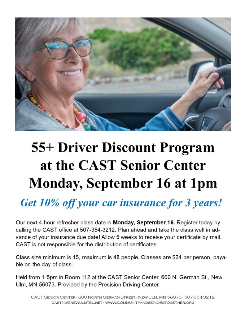 55+ Driver Discount Program – Community and Seniors Together